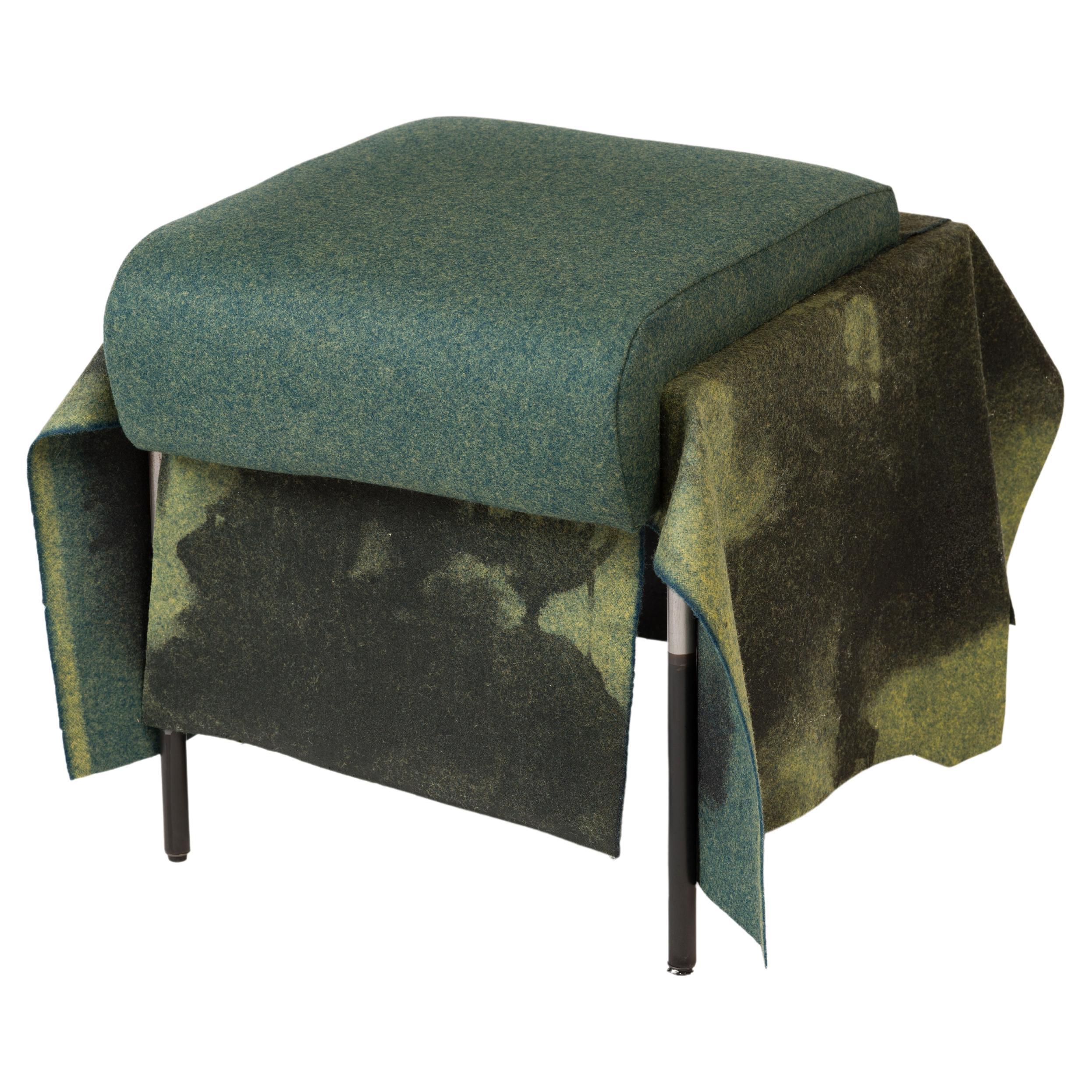 Contemporary Upholstered Stool, Green, Artist Made, "Wet Wool", 2023 ...
