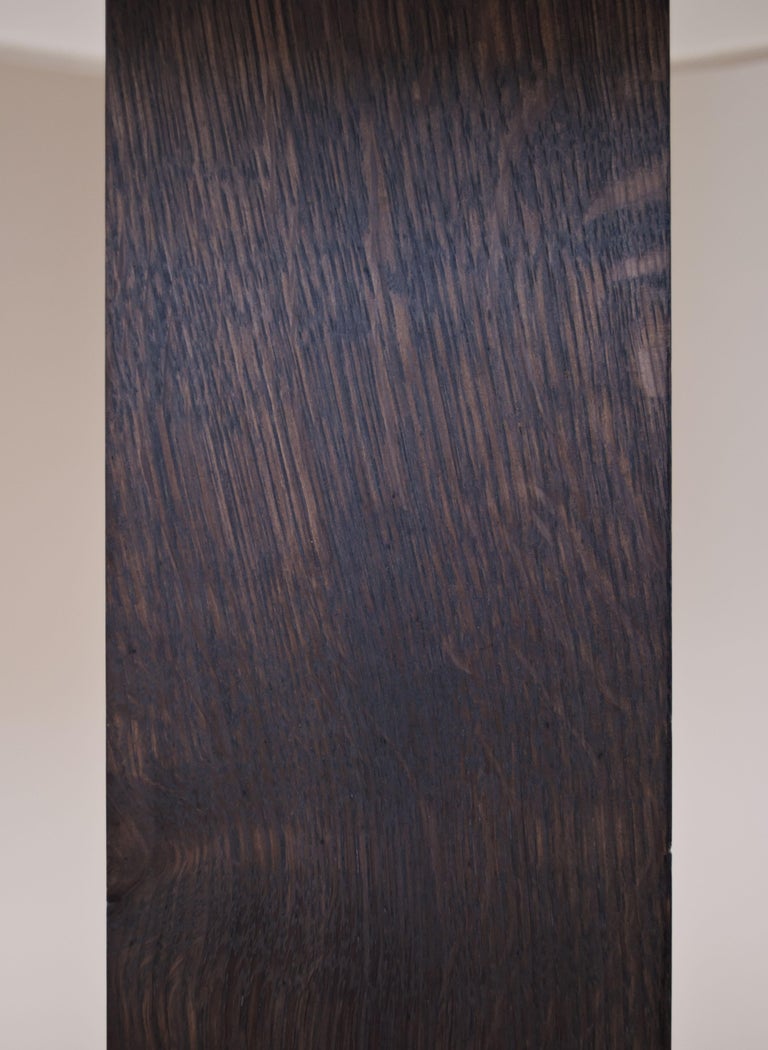 Contemporary V Table Lamp, Geometric Oak Base and Linen Shade For Sale ...