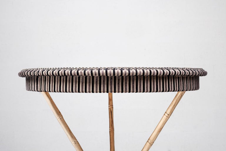 Contemporary Valentina Giovando Side Table Brass Wood Fabric Gold ...