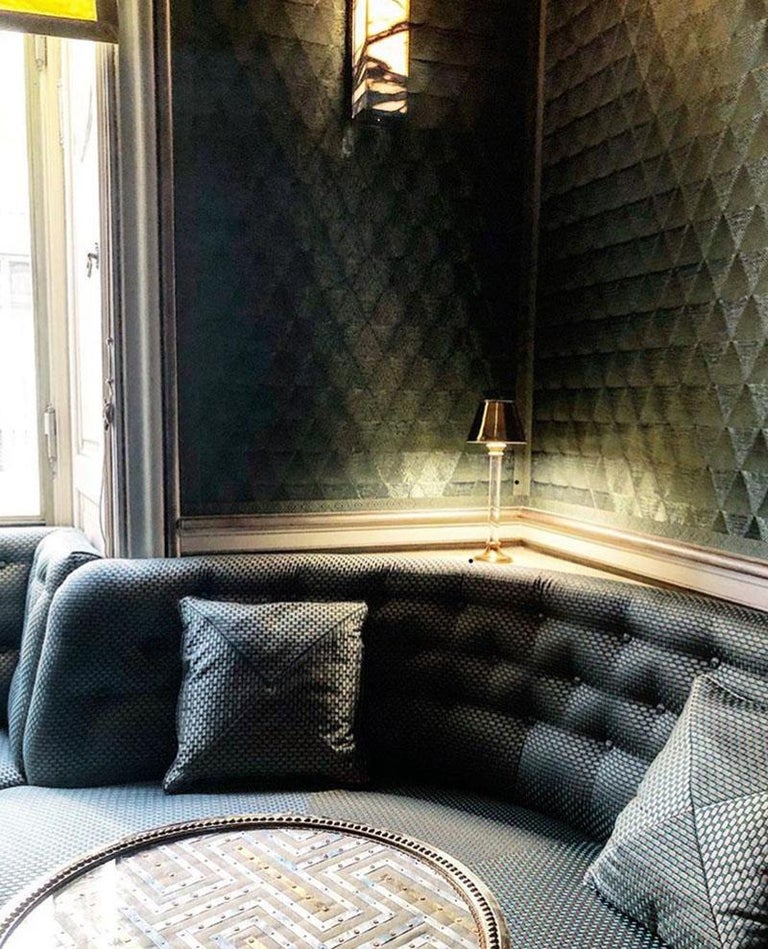 Contemporary Valentina Giovando Side Table Brass Wood Fabric Gold ...