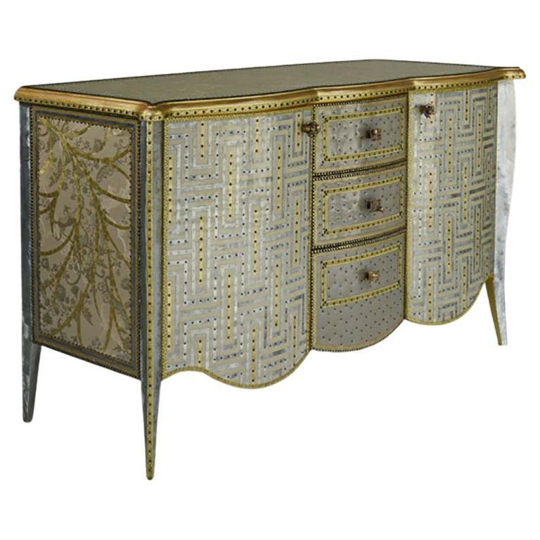 Buffet d'appoint contemporain Valentina Giovando en bois, laiton, or et ...