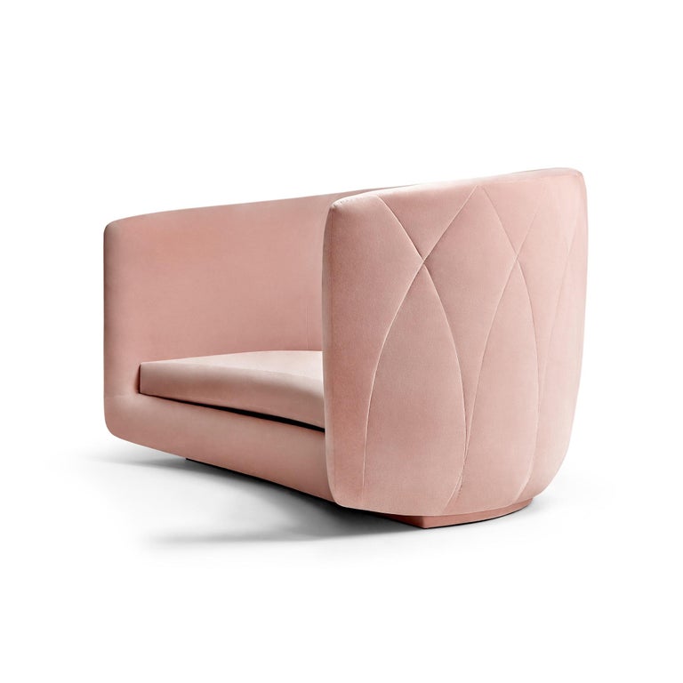 Contemporary Velvet Sofa with High Back and Long Seat For Sale at 1stDibs
