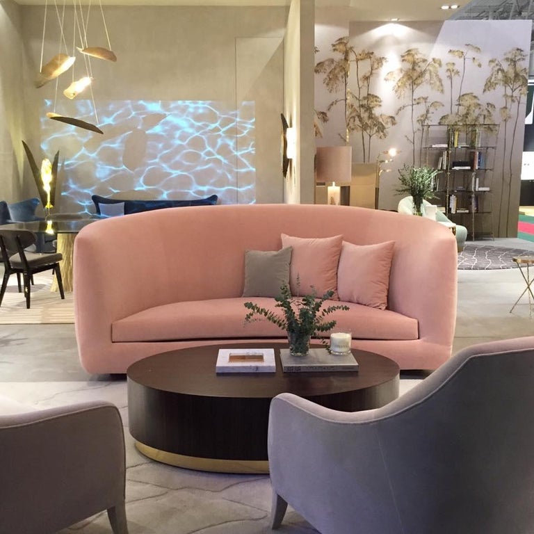 Contemporary Velvet Sofa with High Back and Long Seat For Sale at 1stDibs