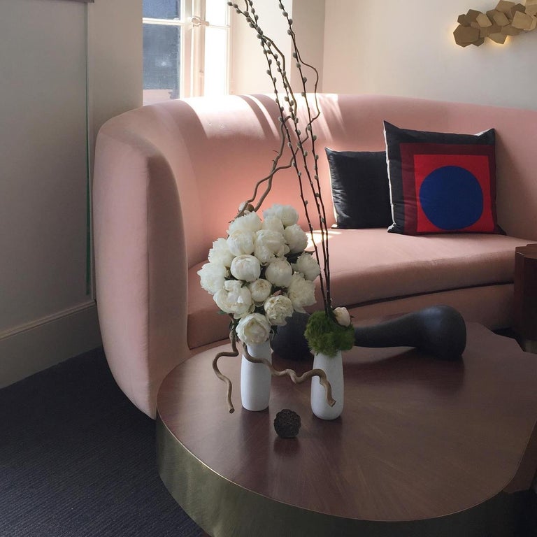 Contemporary Velvet Sofa with High Back and Long Seat For Sale at 1stDibs