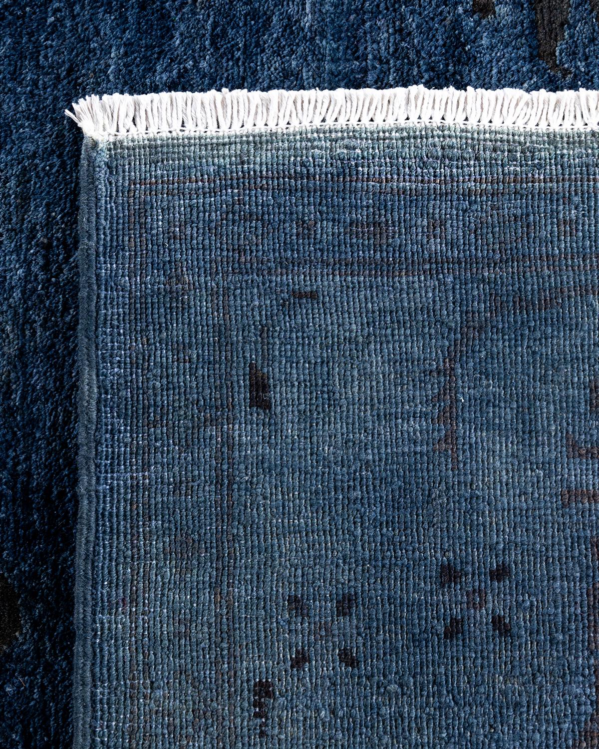 Contemporary Vibrance Hand Knotted Wool Blue Area Rug For Sale at 1stDibs