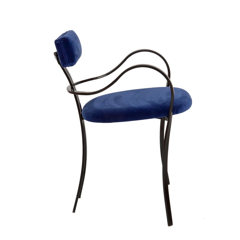 Contemporary Violet Chair with Velvet Seat and Seatback in Blue Color ...