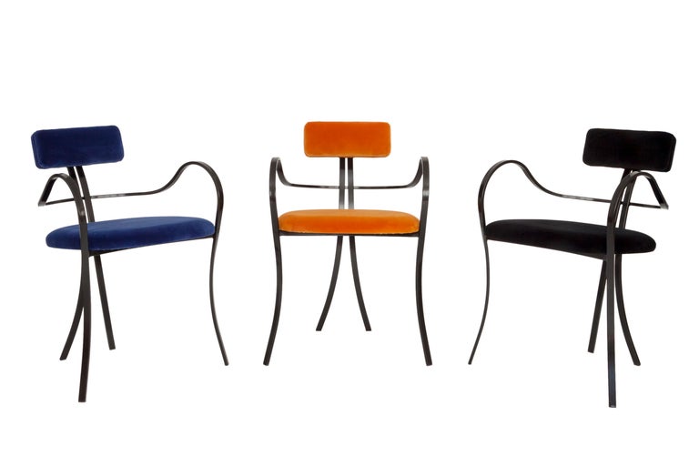 Contemporary Violet Chair with Velvet Seat and Seatback in Blue Color ...