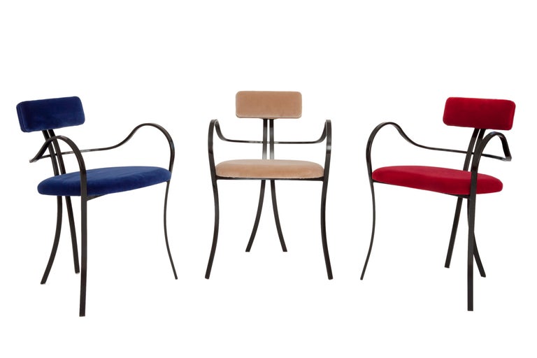 Contemporary Violet Chair with Velvet Seat and Seatback in Blue Color ...