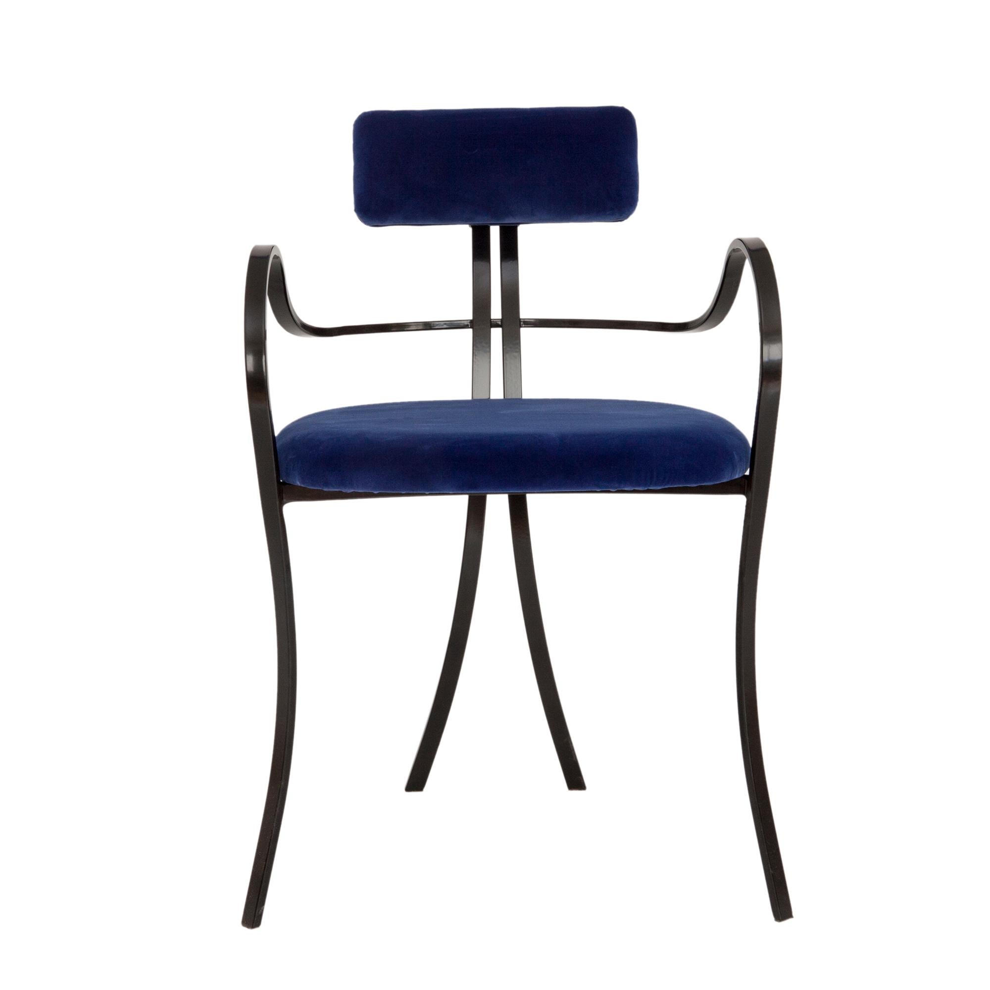 Contemporary Violet Chair with Velvet Seat and Seatback in Blue Color ...