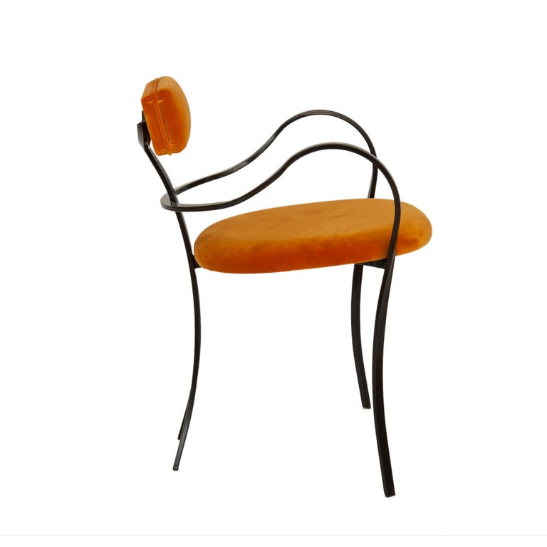 Contemporary Violet Chair with Velvet Seat and Seatback in Orange Color ...