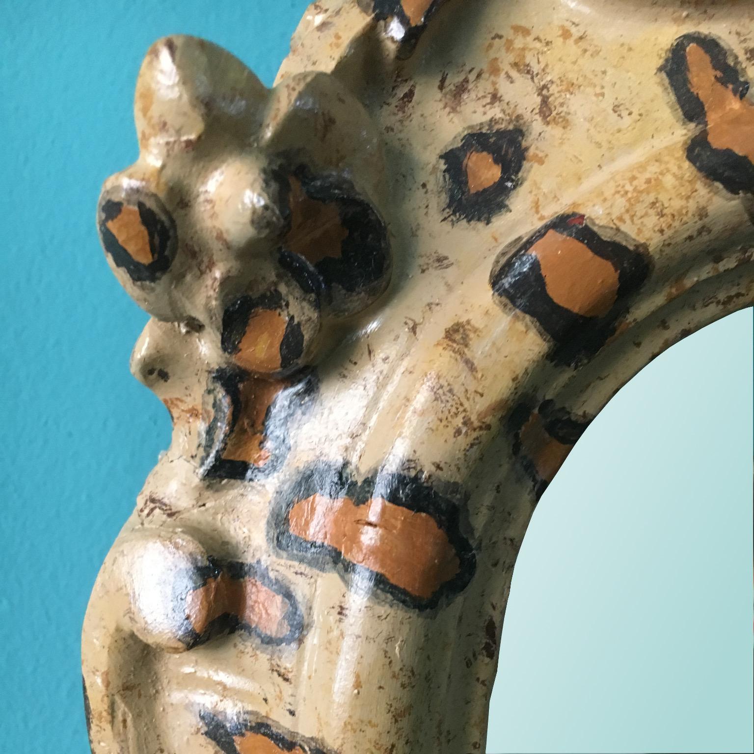 Contemporary Wall Mirror from Two Gilded and Leopard Spot Painted ...