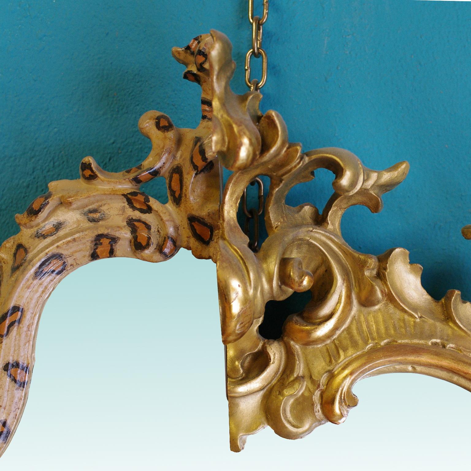 Contemporary Wall Mirror from Two Gilded and Leopard Spot Painted ...