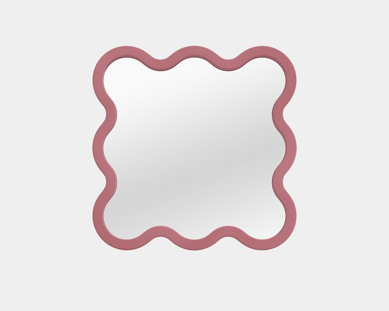 dark red frame mirror