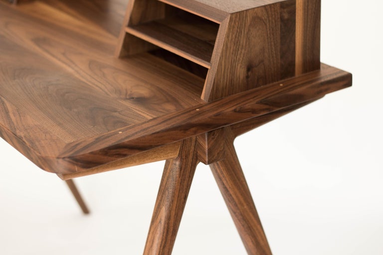 Contemporary Walnut Home Office Secretary Desk For Sale at 1stDibs