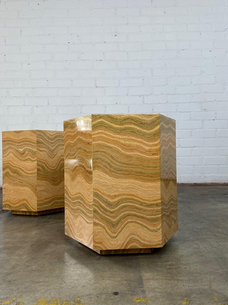 Contemporary Wavy Faux Marble End Tables -Sold Separately For Sale at ...