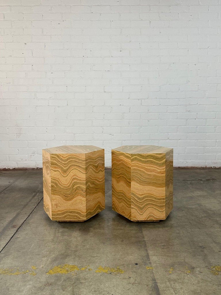 Contemporary Wavy Faux Marble End Tables -Sold Separately For Sale at ...