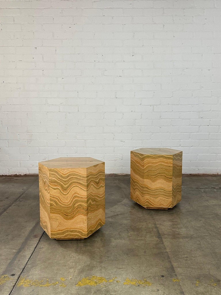 Contemporary Wavy Faux Marble End Tables -Sold Separately For Sale at ...
