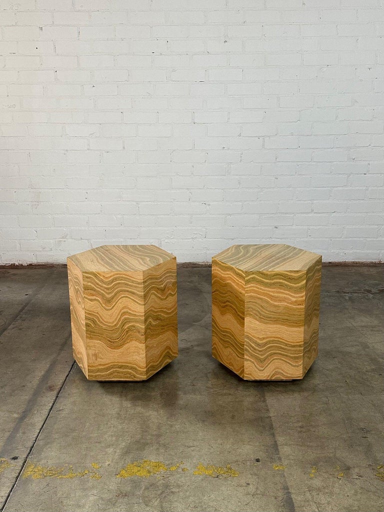 Contemporary Wavy Faux Marble End Tables -Sold Separately For Sale at ...