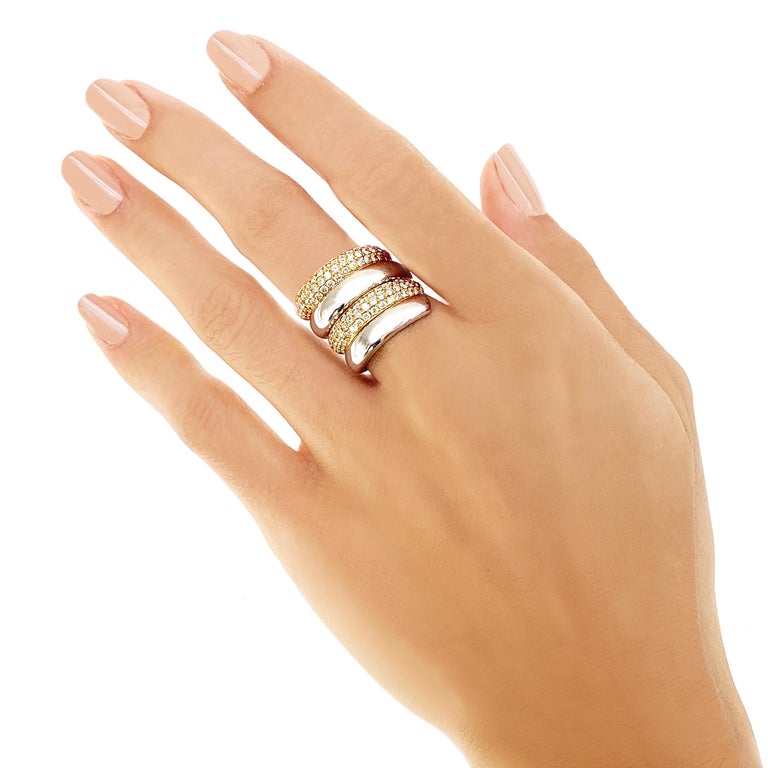 Rosior "Detachable" Rings set with Diamonds in White and Yellow Gold ...