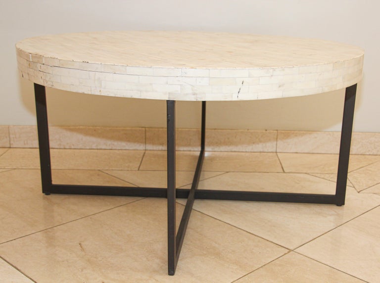 Contemporary White Bone Inlay Round Table For Sale at 1stDibs | bone ...