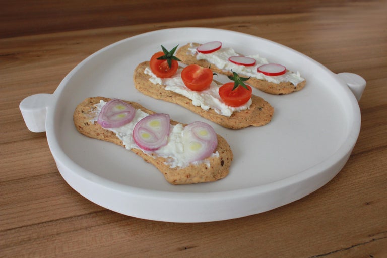 Contemporary White Ceramic Flat Serving Dish Plate Handmade For Sale at ...