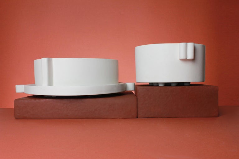 Contemporary White Ceramic Serving Dishes and Plate Complete Handmade ...