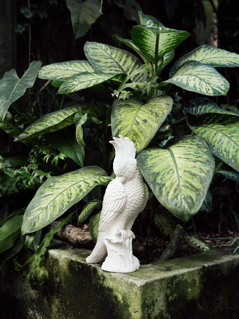 Contemporary White Enameled Satin Ceramic Parrot Sculpture For Sale at ...