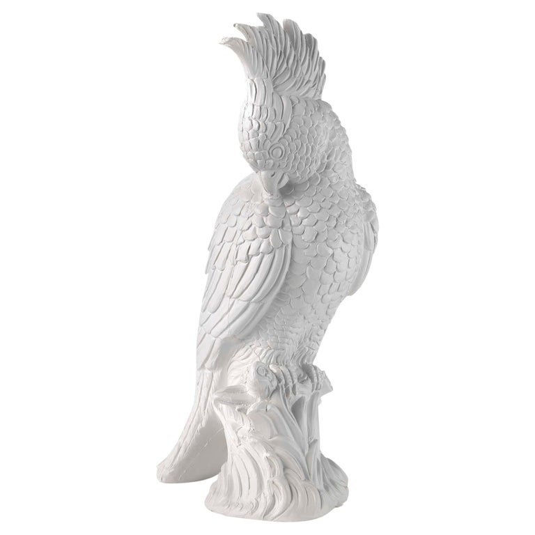 Contemporary White Enameled Satin Ceramic Parrot Sculpture For Sale at ...