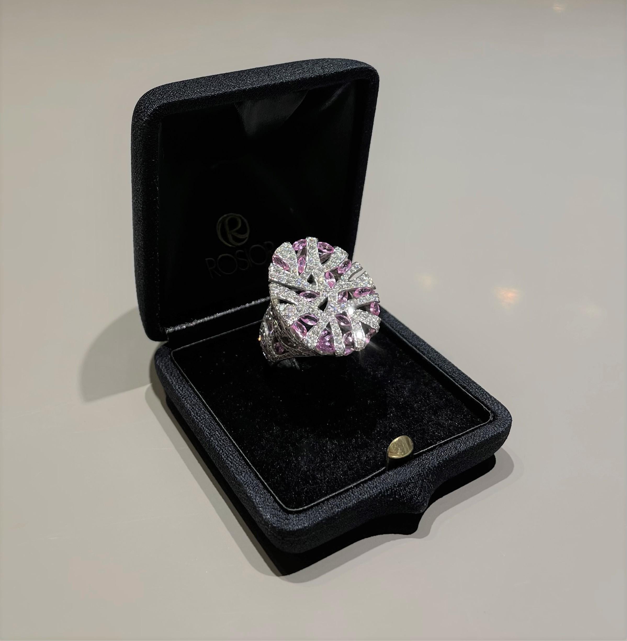 Rosior one-off White Gold Cocktail Ring set with Pink Sapphires and ...