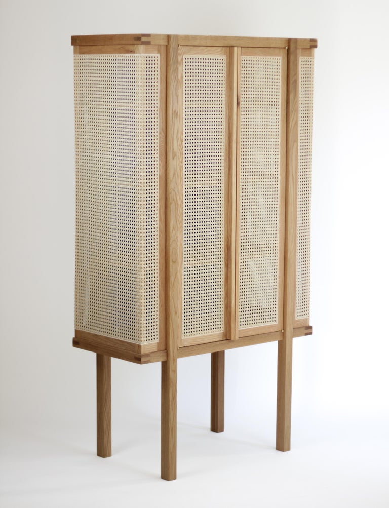 Contemporary White Oak Rattan Curiosity Cabinet by Sinca Design For ...