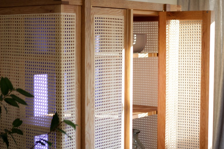 Contemporary White Oak Rattan Curiosity Cabinet by Sinca Design For ...