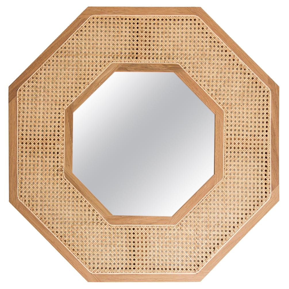 Contemporary White Oak Rattan Rose Gold Tinted Mirror by SinCa Design ...