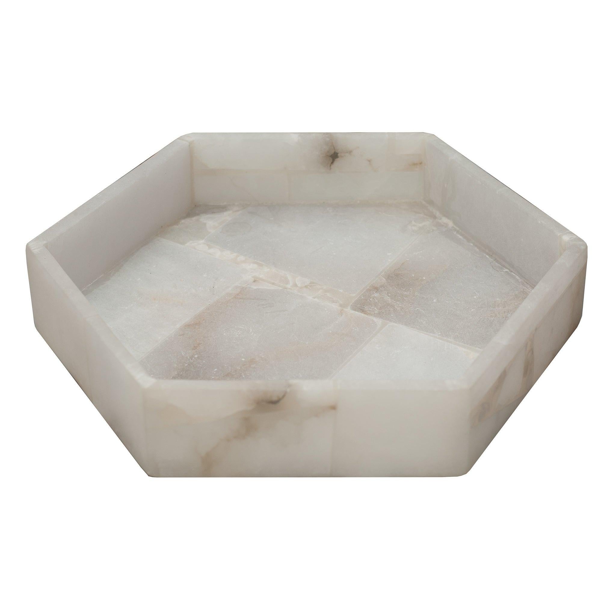 Contemporary Hexagonal White Marmoreal Stone Planter by Fort Standard ...