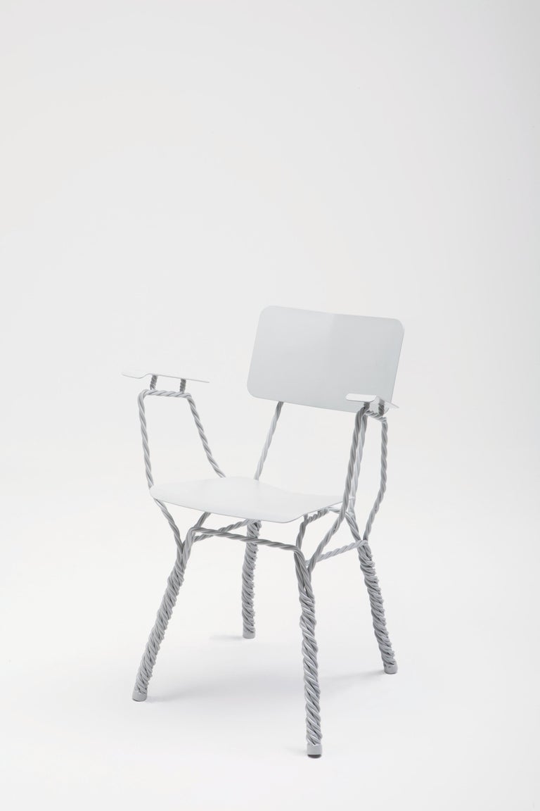 Contemporary White Steel Twisted Dining Chair by by Ward Wijnant For ...