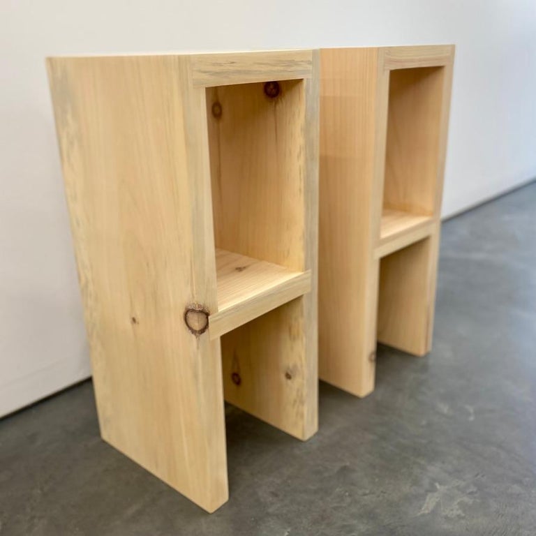 Contemporary Whitewashed Pine Wood Side Tables, Pair, Two Sets ...