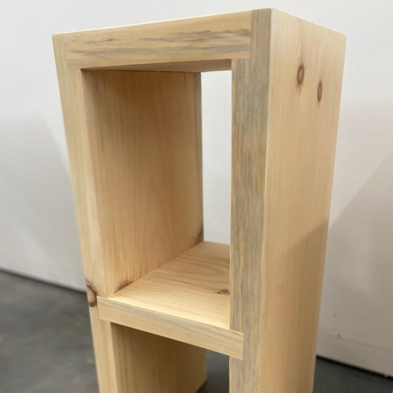 Contemporary Whitewashed Pine Wood Side Tables, Pair, Two Sets ...