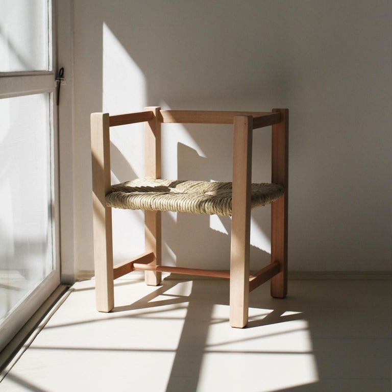 Contemporary Wood Chair with Braided Straw at 1stDibs