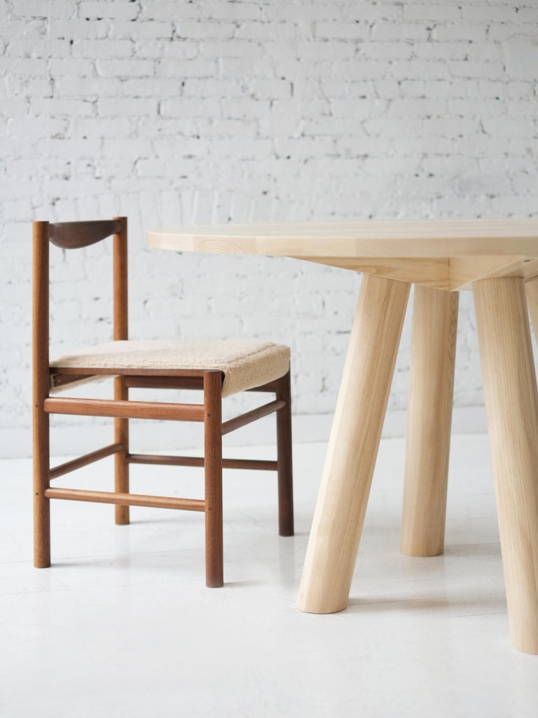 Contemporary Wood Round Column Dining Table in White Oak by Fort ...