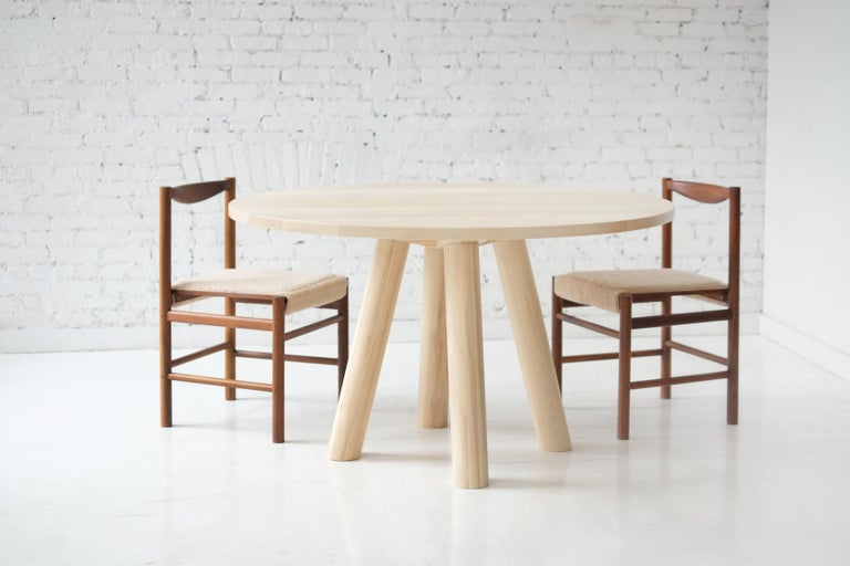 Contemporary Wood Round Column Dining Table in White Oak by Fort ...