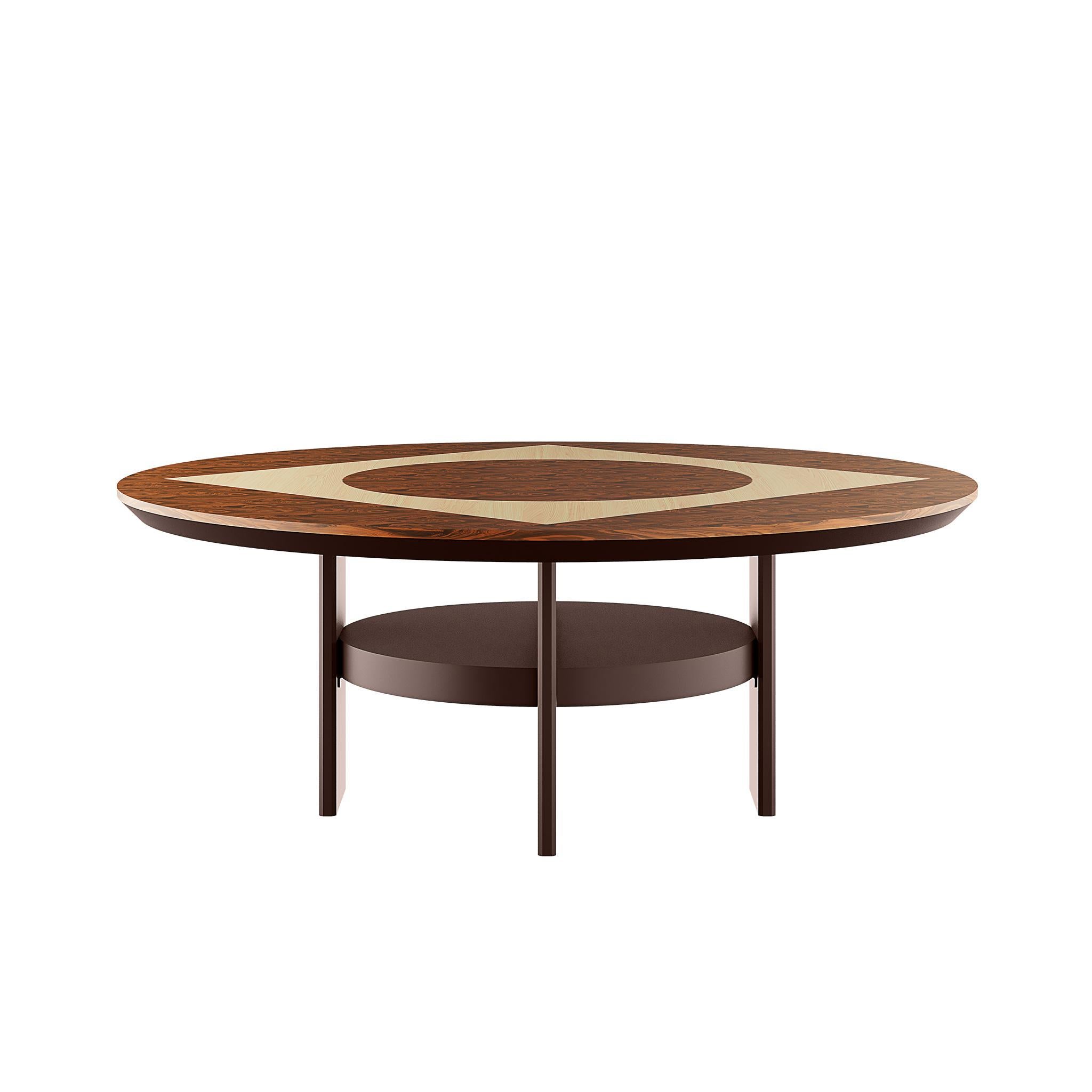 Contemporary Wood Veneered Dining Table in Marquetry For Sale at 1stDibs