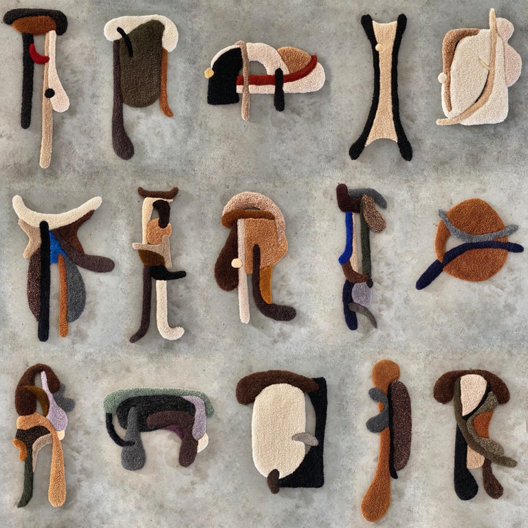 Contemporary Wool Tapestry with Modern Shapes, Opus Mini XVII by Mira ...