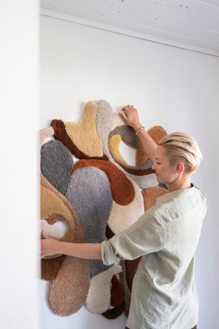 Contemporary wool wall tapestry with modern shapes - OPUS XLIII by Mira ...