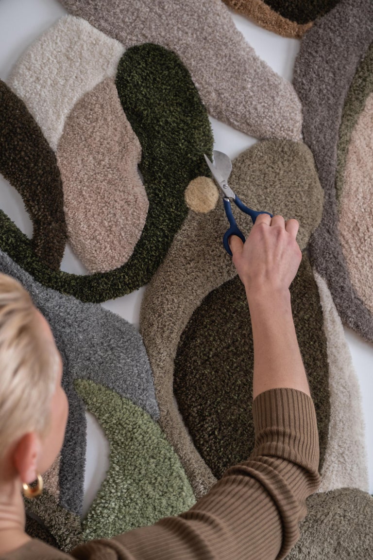 Contemporary Wool Wall Tapestry with Shades of Green, Opus LXXIII by ...