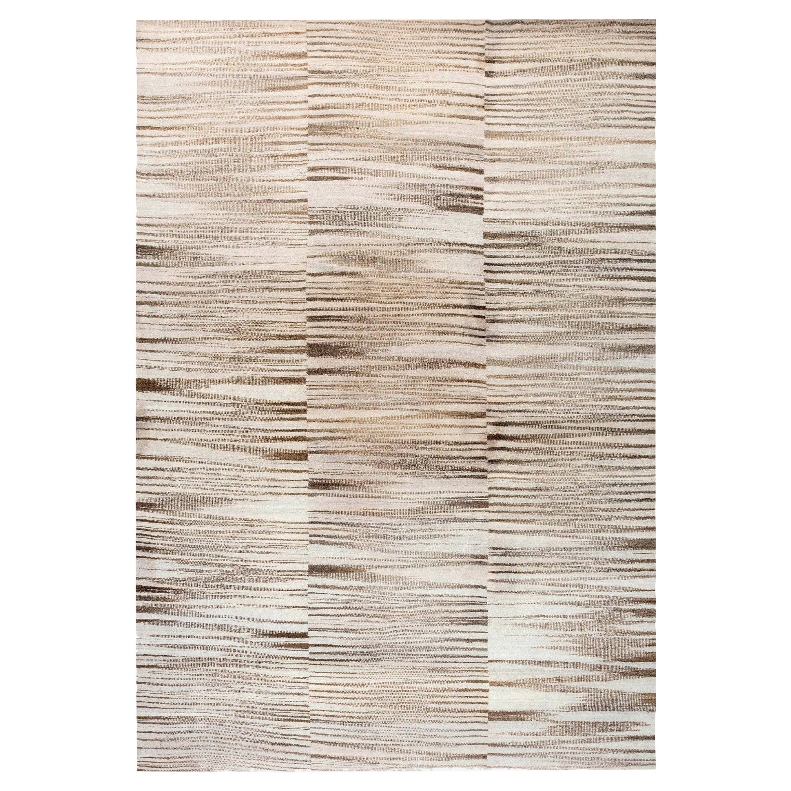 Contemporary Zebra Design Beige and Grey Flat-Weave Rug by Doris Leslie ...