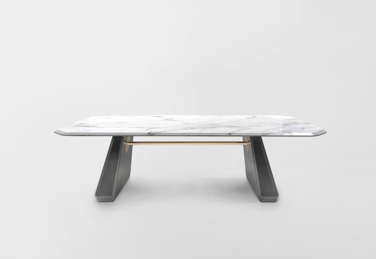 Contemporary Dining Table Henge, Marble and Wood 'Customizable' For ...