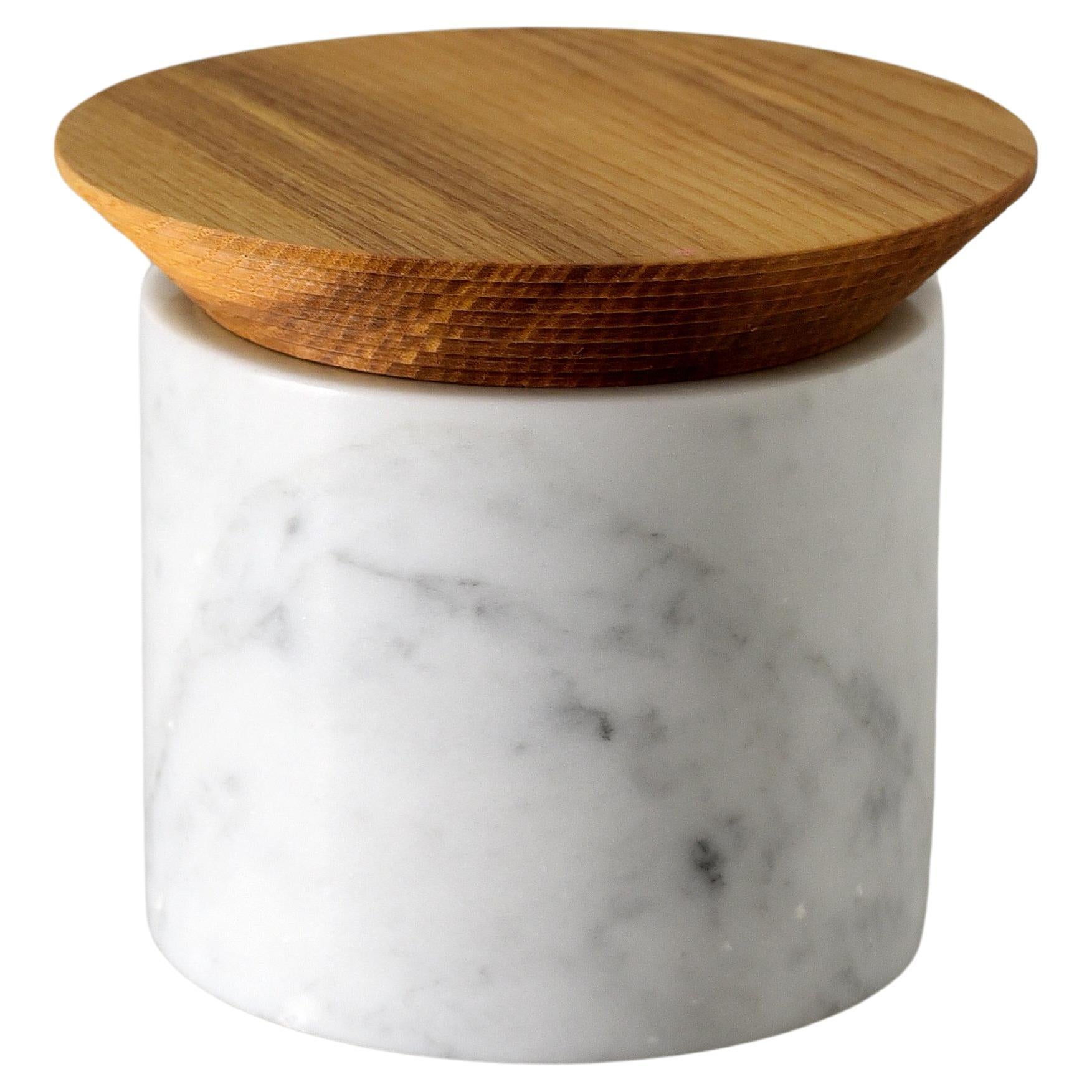 Low container made of white Carrara marble and ash stopper For Sale at ...