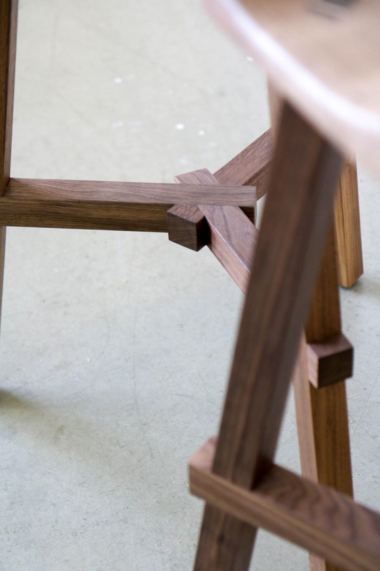 Conti Wooden Walnut Kitchen Stool For Sale at 1stDibs