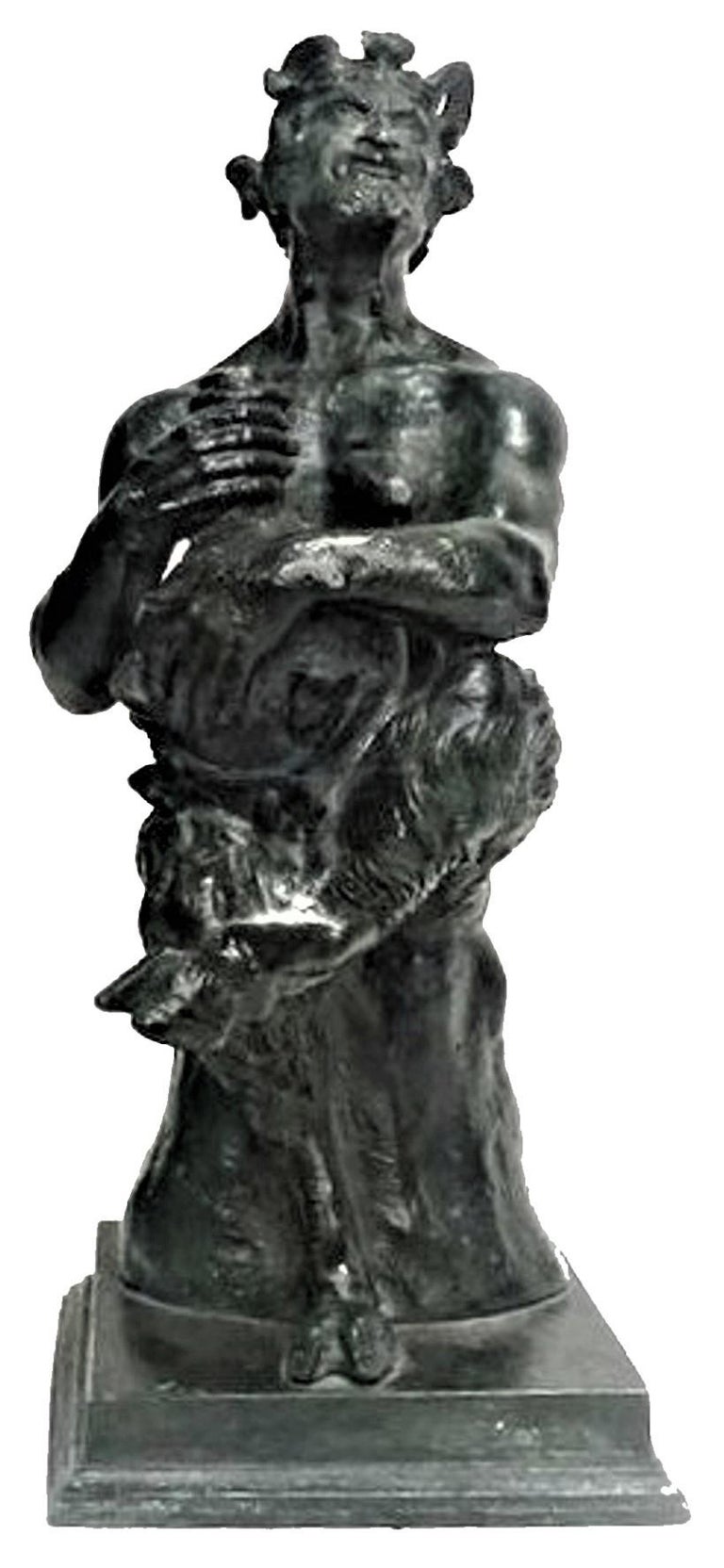 Continental Antique Patinated Bronze Sculpture of Drunken Satyr, Late ...