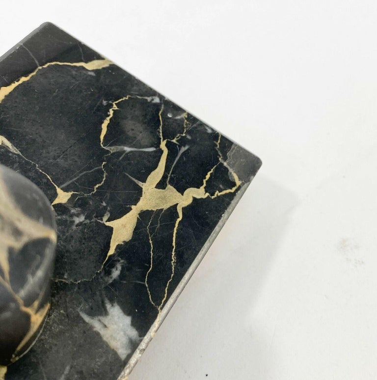 Continental Art Deco Bronze and Black Portor Marble Desk Set, circa ...