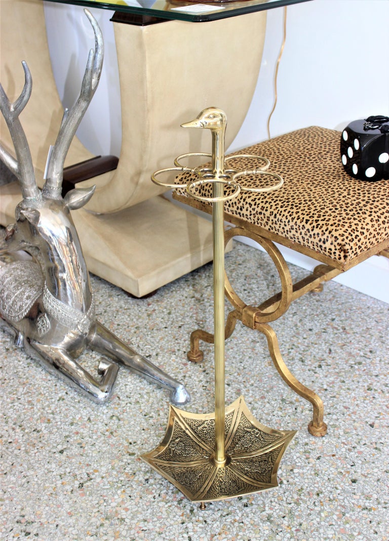 Continental Art Deco Umbrella Stand Polished Brass at 1stDibs